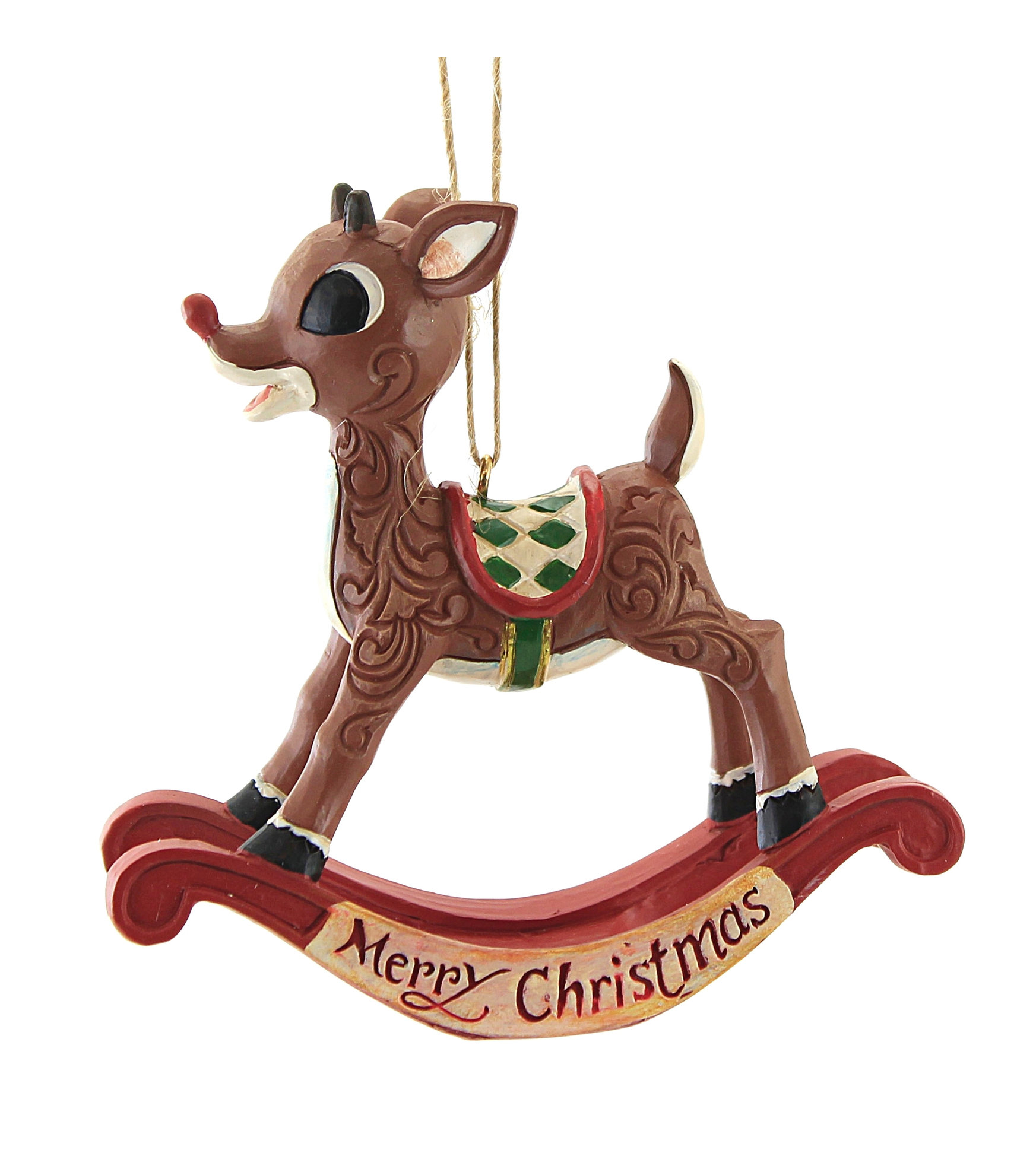 Jim Shore Rudolph As A Rocking Horse Red-Nosed Reindeer, 3.5 In H X 1. ...