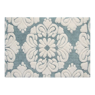 Medallion Collection 17" x 24" Rectangle in Blue/Natural - Contemporary ...