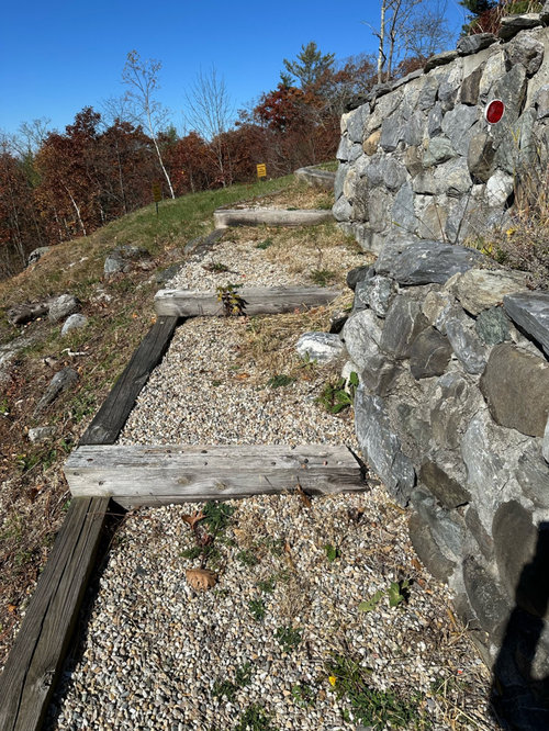 Help with old railroad tie and gravel steps?