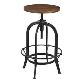 Kaylie Adjustable Height Wood Stool - Industrial - Bar Stools And ...