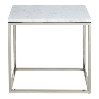 Palliser Furniture, Julien Rectangular End Table, Chrome Base, White ...