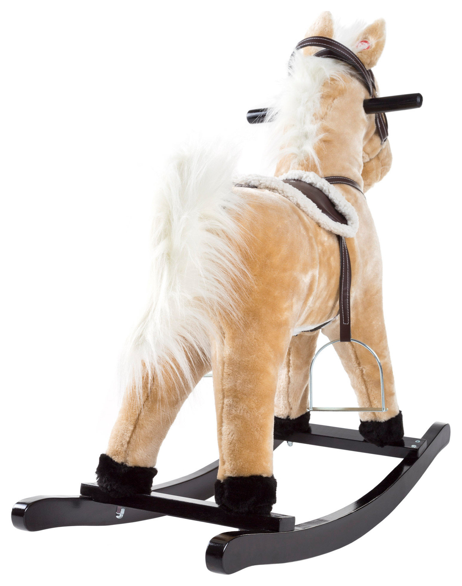 Rocking Horse Plush Animal Wooden Rocker With Sounds, Stirrups, Saddle ...