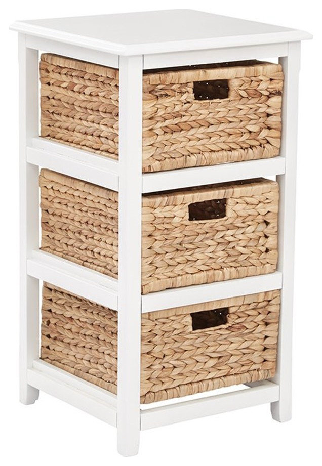 Seabrook Four-Tier Storage Unit With White Finish and Natural Brown ...