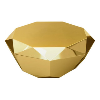 Diamond Coffee Table Gold, Geomtric Shaped Gem Cocktail Table ...