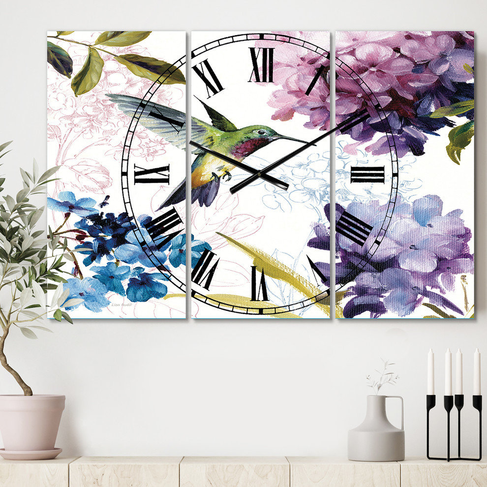 Spring Nectar Square Ii Traditional Multipanel Metal Clock - Tropical ...