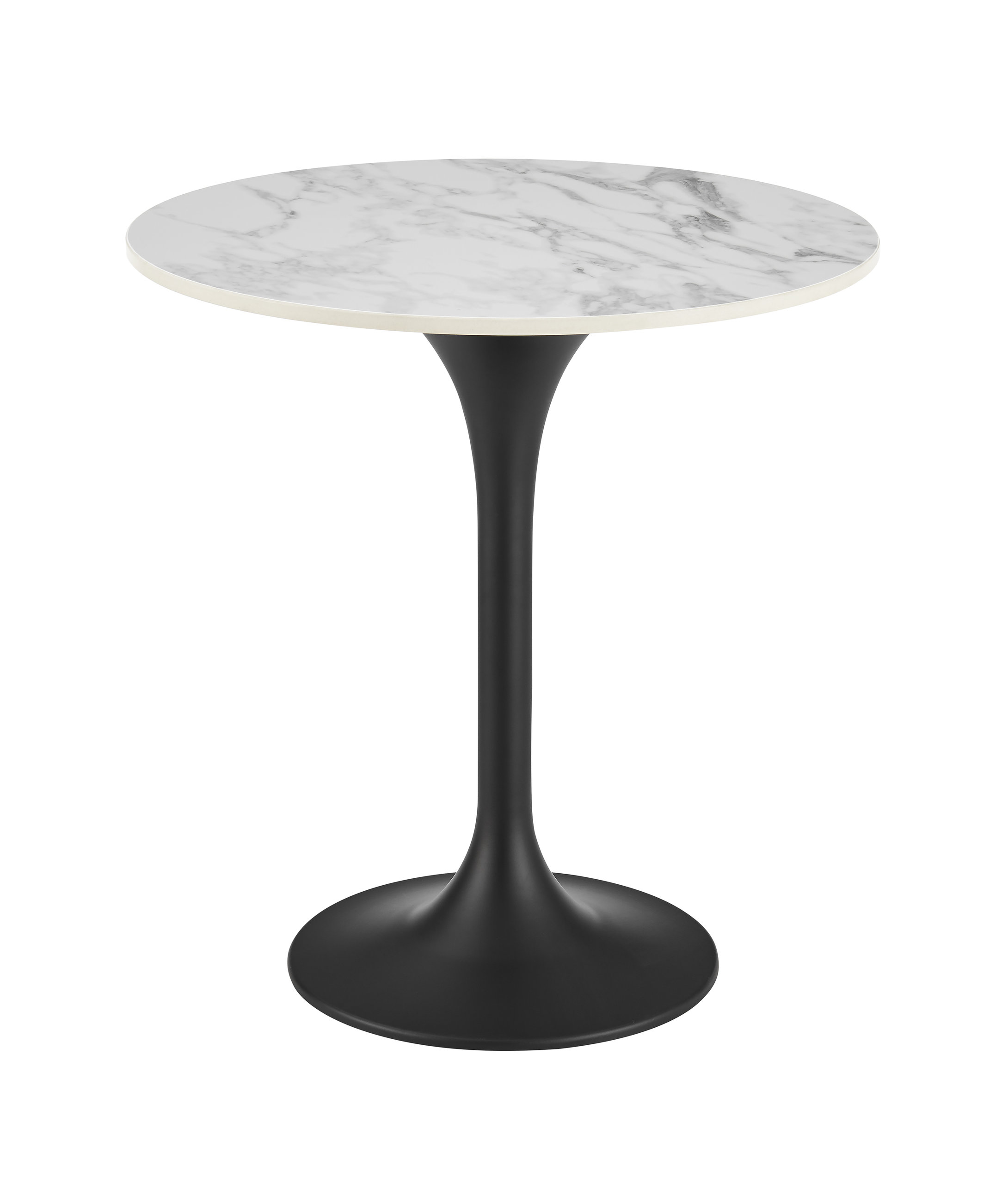 Astrid Side Table With High Gloss White Ceramic Top and Matte Black Tulip Base - Midcentury ...