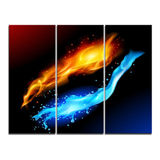 "Fire and Water" Art Canvas Print, 3 Panels, 36"x28", 36"x28" 3 Panel ...