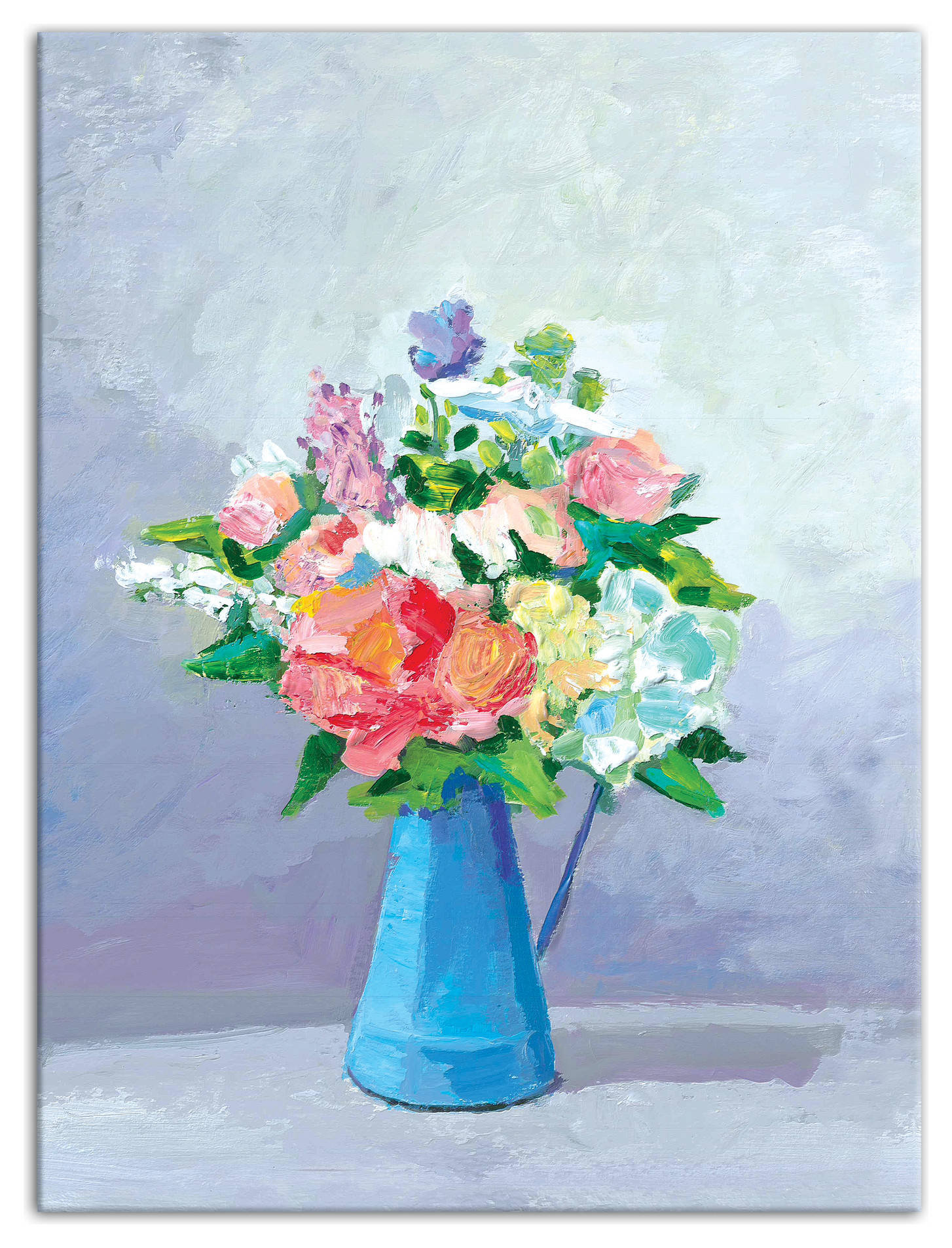 Blue Pitcher of Soft Spring Flowers Wall Art, 18x24 - Contemporary ...