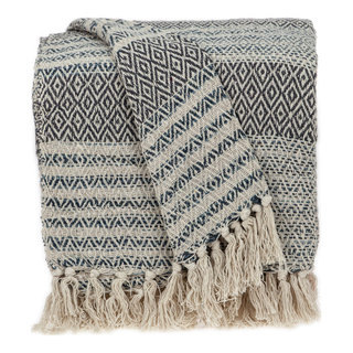 Beige and Taupe Diamond Weave Handloom Throw - Scandinavian - Throws ...