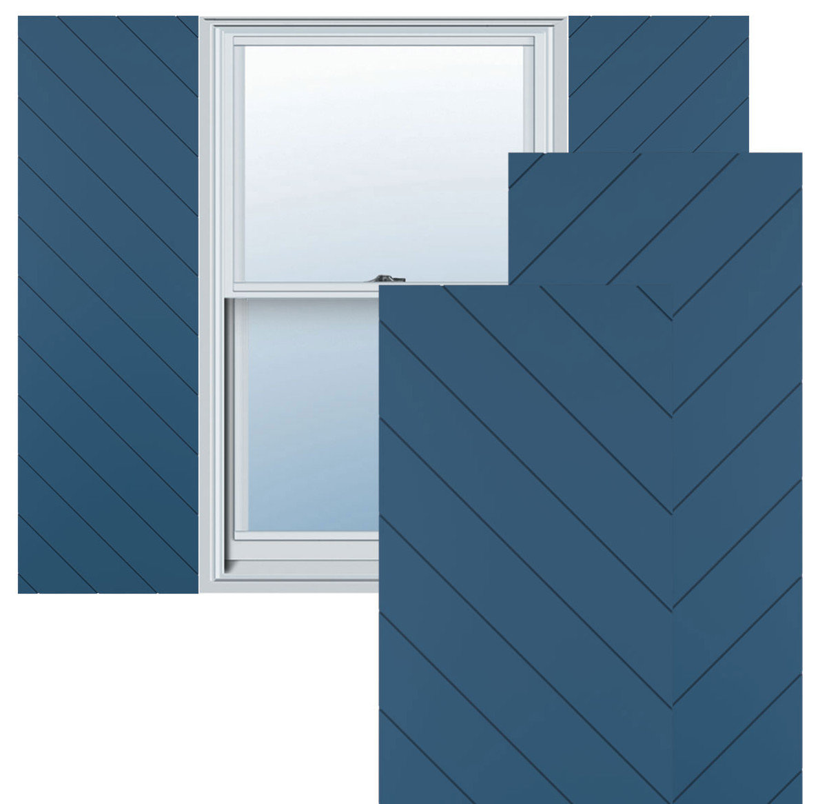 True Fit PVC Diagonal Slat Modern Style Fixed Mount Shutters, 18"W x 29 ...