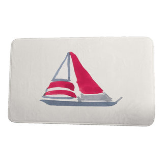 Nantucket Sail Away Geometric Print Bath Mat, 21"x34" - Beach Style ...