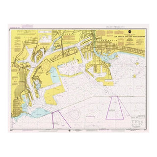 "Nautical Chart, Los Angeles and Long Beach Harbors ca. 1998" Paper Art ...