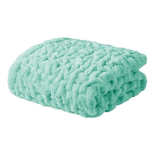 Madison Park Ruched Fur Throw, Aqua - Contemporary - Throws - by Olliix ...