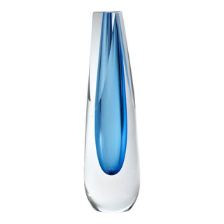 Triangle Cut Glass Cobalt Vase - Contemporary - Vases - by Lighting ...