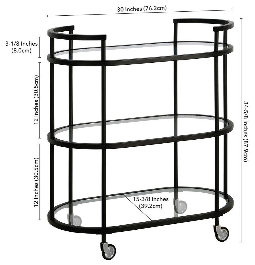 Leif 30'' Wide Oval Bar Cart in Blackened Bronze - Contemporary ...