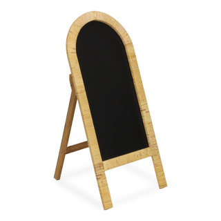 Curved Rattan Standing Chalkboard - Small - Tropical - Bulletin Boards ...