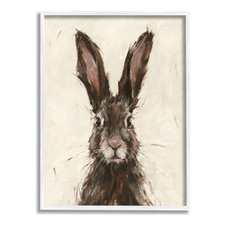 Brown European Rabbit Hare Portrait Painting, 11"x14" - Farmhouse ...