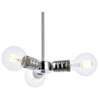 Living District Reyes 3-Light Mid-Century Metal Pendant in Chrome ...
