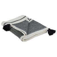 DII 50x60" Cotton Chevron Stripe Throw with Fringe in 2-tone Black and ...