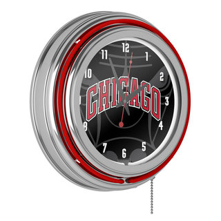 NBA Chrome Double Rung Neon Clock, Fade, Chicago Bulls - Contemporary ...