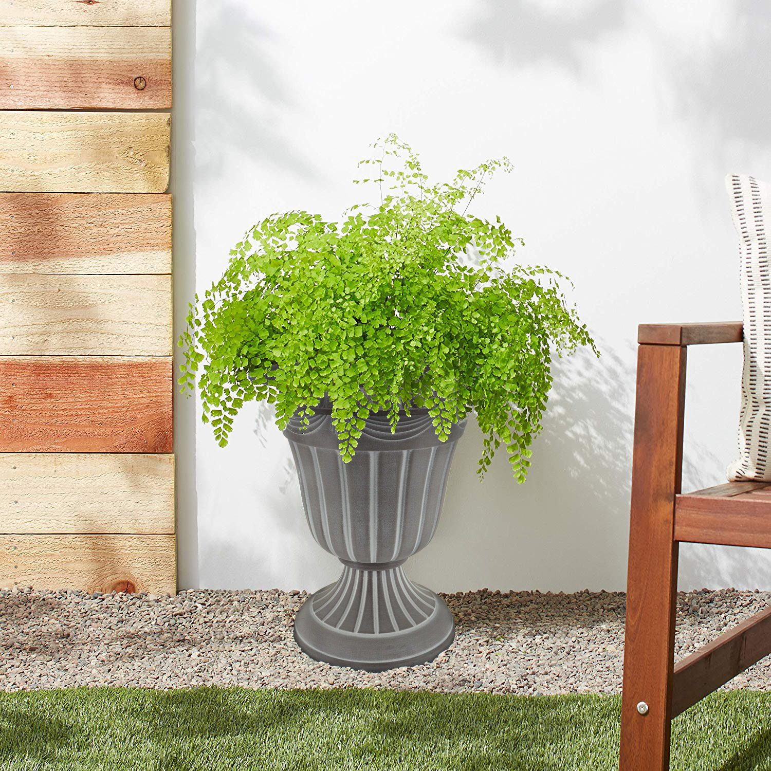 Classic Plastic Urn Planter, Medium - Traditional - Outdoor Pots And ...
