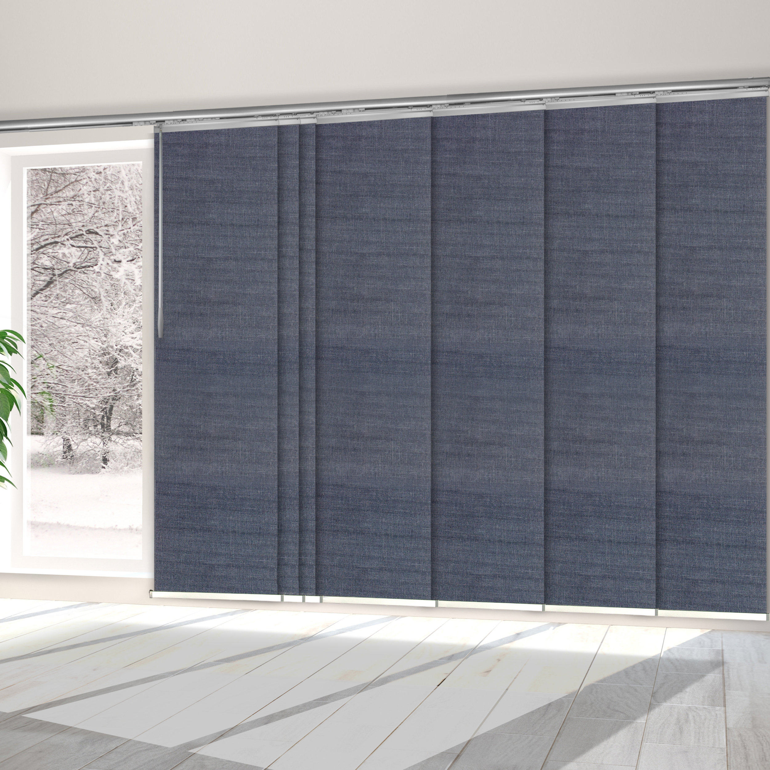 Azure 7-Panel Track Extendable Vertical Blinds 110-153"W, 91.4" H ...