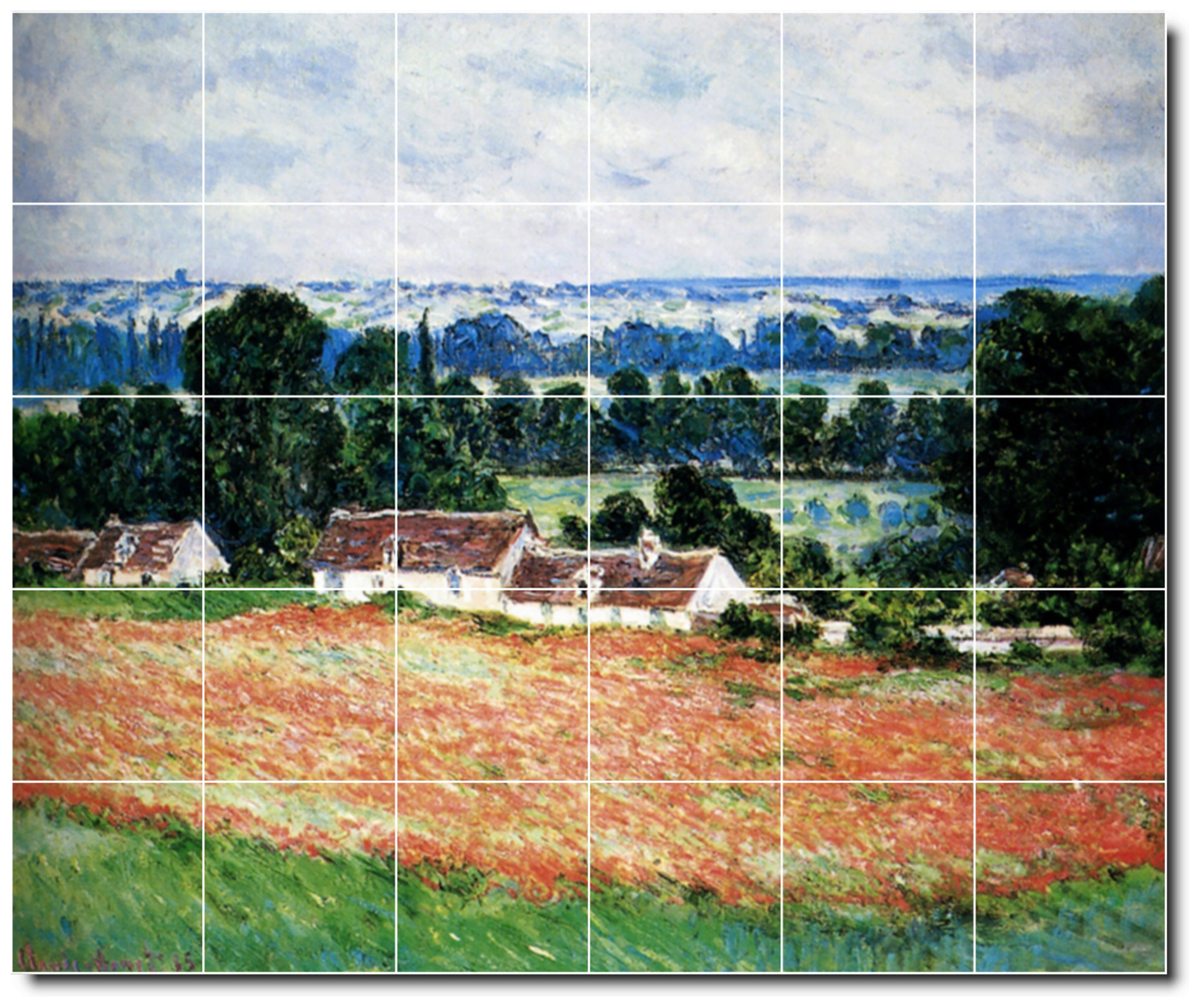 Claude Monet Country Painting Ceramic Tile Mural #78, 72" Wide x 60 ...