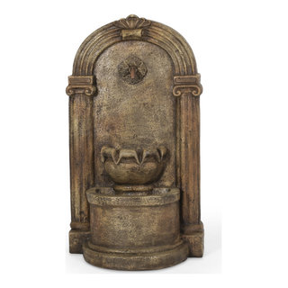 Sardis Outdoor 2-Tier Single Spout Fountain, Light Brown - Traditional - Outdoor Fountains And ...