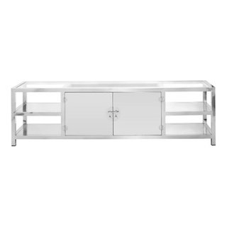 Modern Metal and Glass Media Cabinet - Contemporary - Entertainment ...