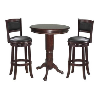3 Piece Pub Set with Bar Stool and Pub Table in Cappuccino ...