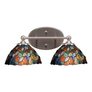 Capri 2-Light Bath Bar, Brushed Nickel/Blue Mosaic Art - Victorian ...