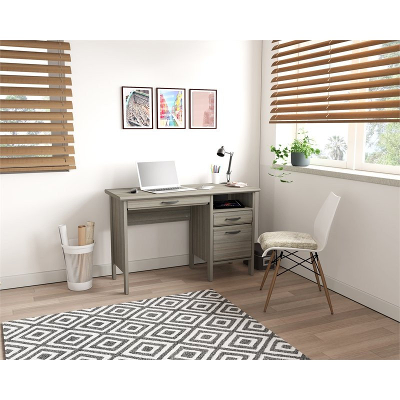Inval America 2-Drawer Engineered Wood Computer Desk in Gray Smoke Oak ...