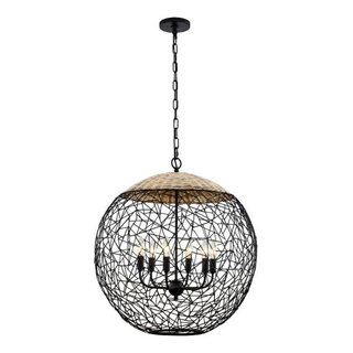 Cayman 6 Light Orb Pendant In Coastal Style, 25.75"Hx24"W - Tropical ...