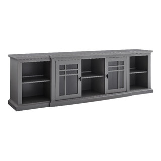 Pemberly Row 80" 2 Door Transitional Wood Breakfront Console - Gray ...