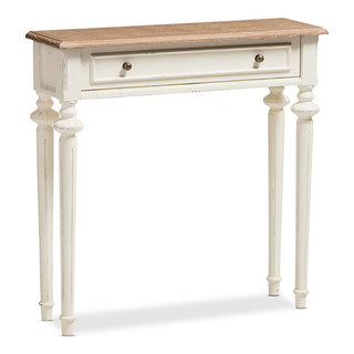 Urban Designs Weathered Oak White Wash Distressed Wood Two-Tone Console ...