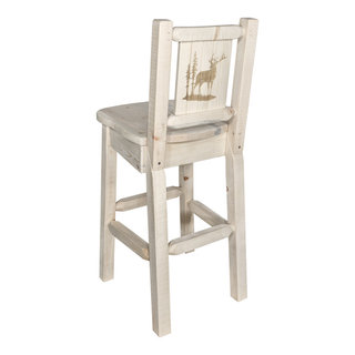 Homestead Counter Height Barstool With Laser Engraved Elk, Clear ...