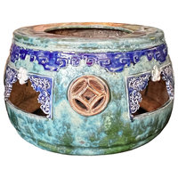 Chinese Oriental Ceramic Turquoise Green Round Display Stand Hws2791 ...