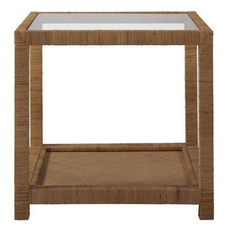 Traditional Rattan Long Key End Table - Tropical - Side Tables And End ...
