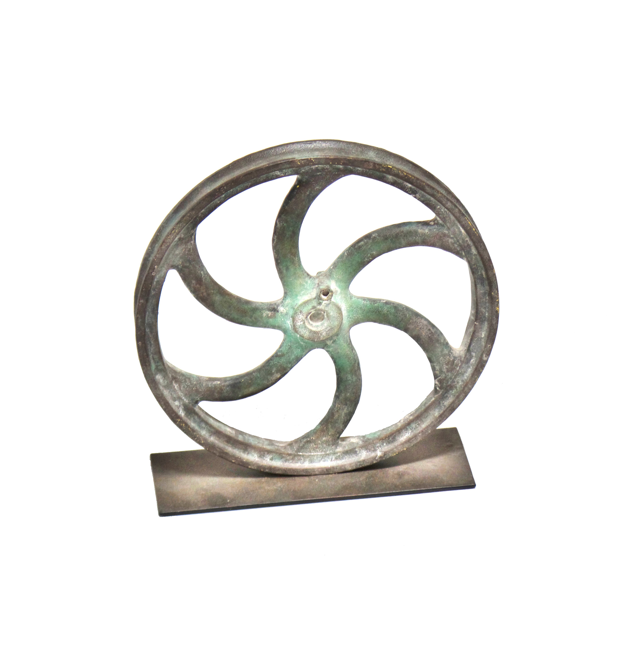 Mounted Rustic Wheel - Industrial - Decorative Objects And Figurines ...
