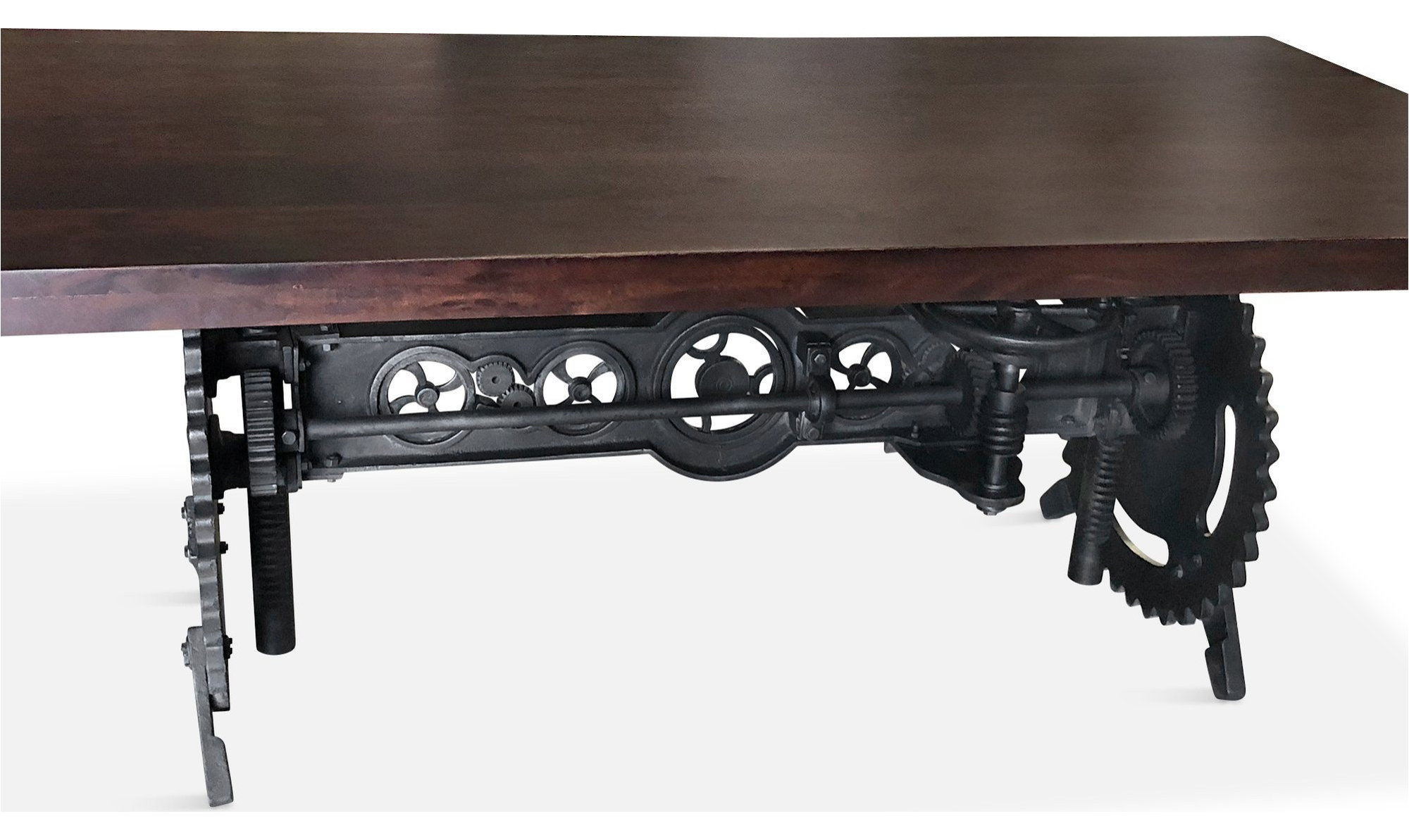 Steampunk Adjustable Dining Table - Iron Crank Base - Mahogany Top ...