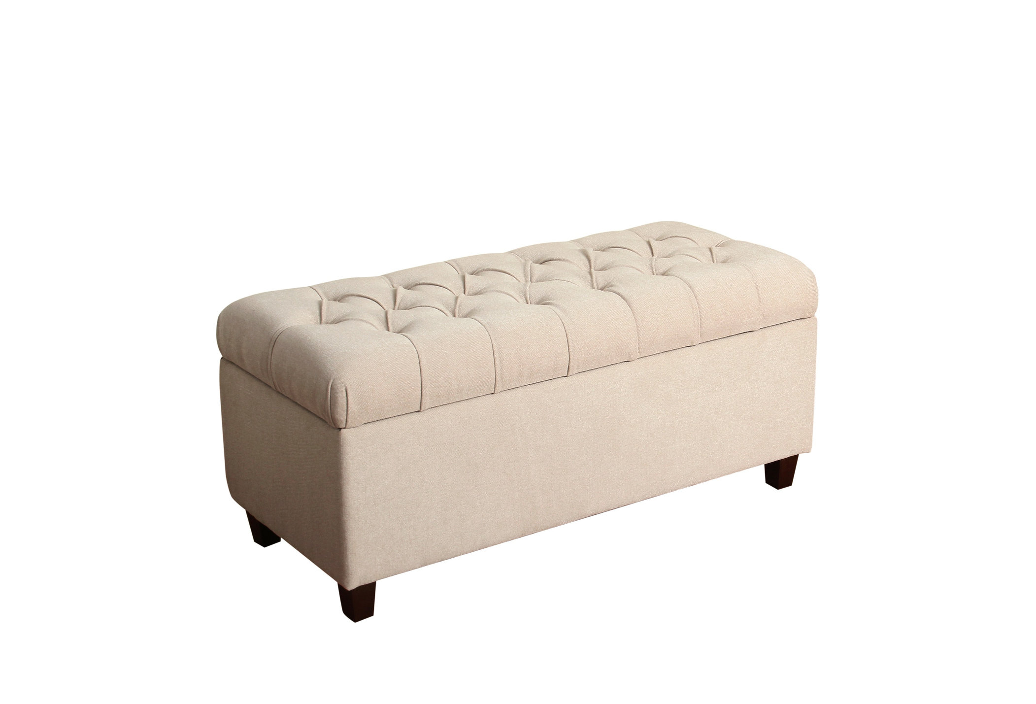 Benzara BM195761 Fabric Button Tufted Wooden Bench, Hinged Storage ...