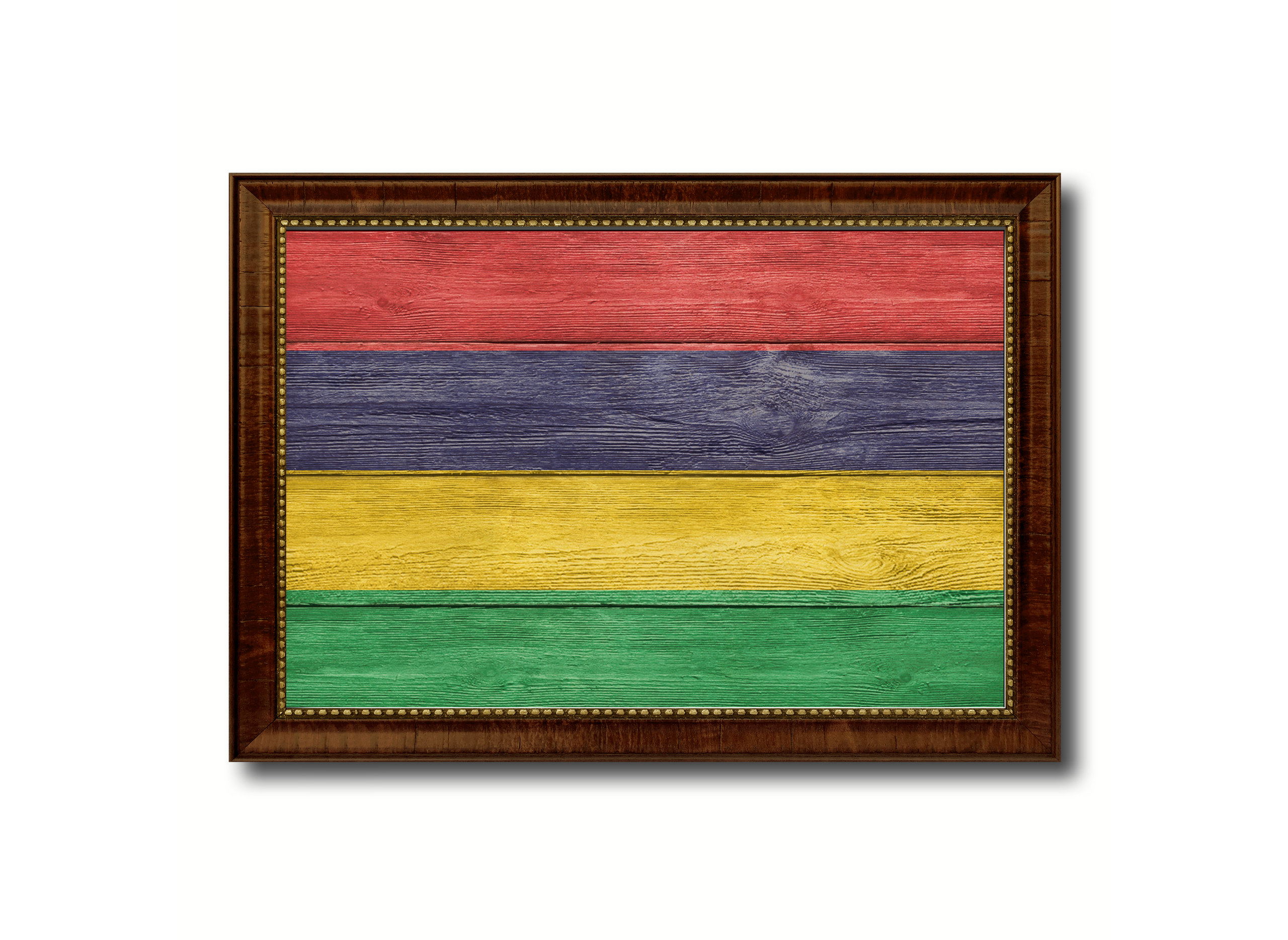 Mauritius Country Textured Flag Print With Brown Gold Frame, 23" X 33 ...