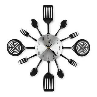 16" Large Kitchen Wall Clocks with Spoons and Forks - Eclectic - Wall ...