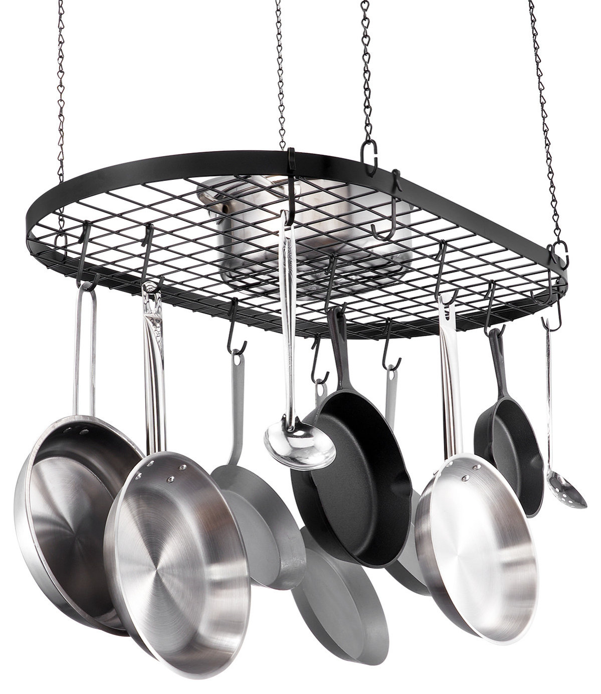 VEVOR Hanging Pot Rack Ceiling Mount 32" Ceiling Pot Rack With 12 S ...