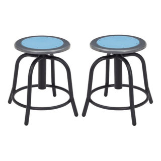 Home Square 6800 Series 18-24" Metal Stool in Black & Blueberry - Set ...
