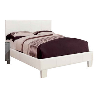 Leatherette Platform Style Queen Size Bed with Tapered Block Feet ...