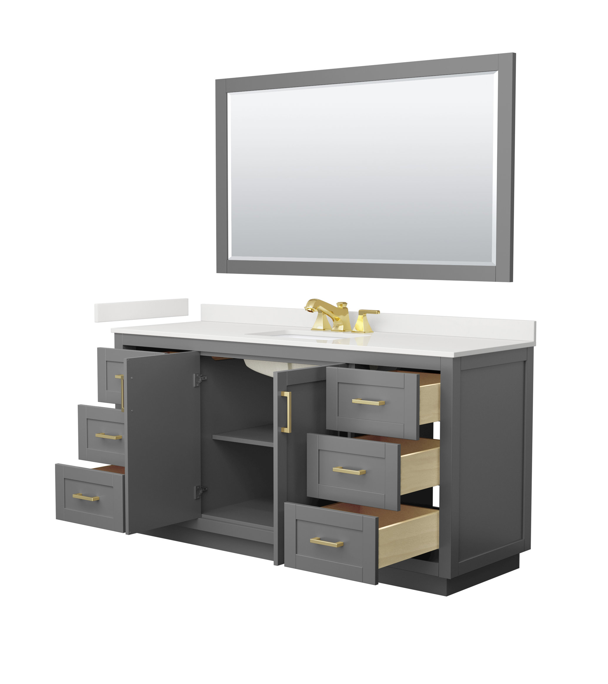 Miranda Bathroom Vanity Quartz, 66 inch Single - Transitional ...