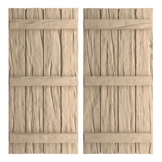 Rustic 4 Board Joined B-N-B Faux Wood Shutters, 22x84" - Rustic ...