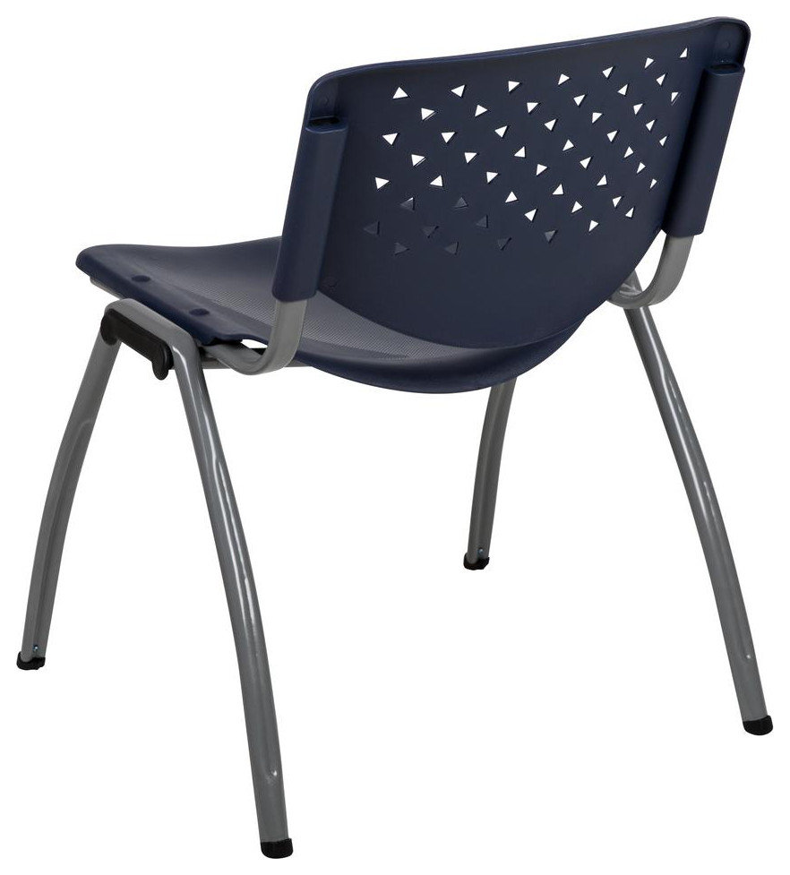 HERCULES Series 880 lb. Capacity Navy Plastic Stack Chair with Titanium ...
