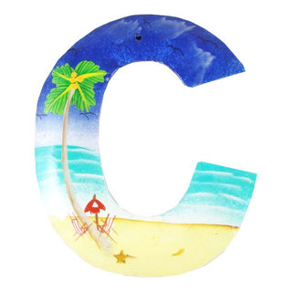 Tropical Beach Haitian Metal Art House Number Letter C Hand Crafted ...